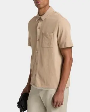 Vince Apos;s Sueded Jersey Button-down Shirt - Pecan