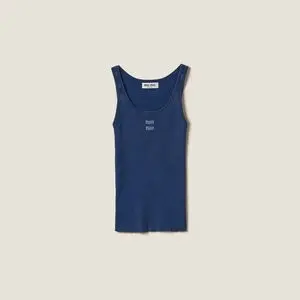 Miu Miu Knit Tank Top - Navy | Editorialist