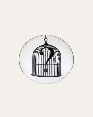 RORY DOBNER Question Mark Birdcage Salad/dessert Plate - Black  White