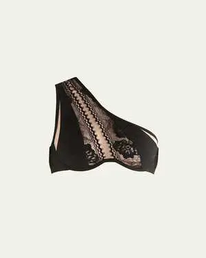 LIVY Broadway Illusion One-shoulder Bralette - Black