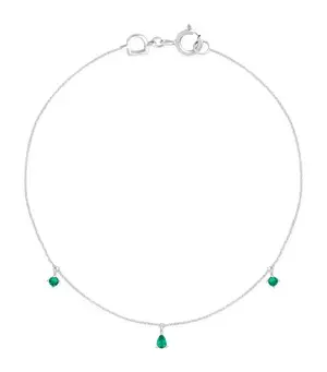 ASTRID & MIYU White Gold And Emerald Pear Charm Bracelet - Silver