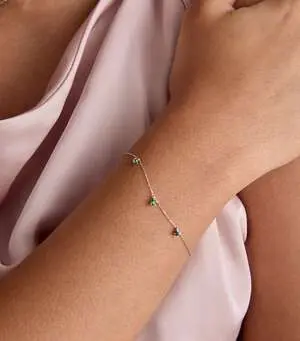 ASTRID & MIYU White Gold And Emerald Pear Charm Bracelet - Silver