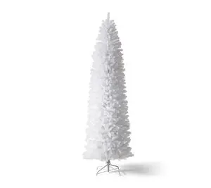 GLITZHOME 9' Pencil Tinsel Artificial Christmas Tree - One-color