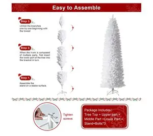 GLITZHOME 9' Pencil Tinsel Artificial Christmas Tree