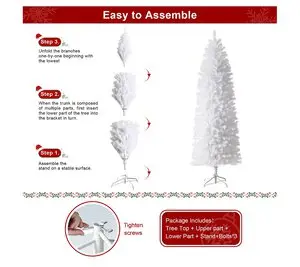 GLITZHOME 7.5' Pencil Tinsel Artificial Christ Mas Tree