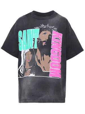 SAINT MXXXXXX Saint Kindgom Cotton T-shirt - Black
