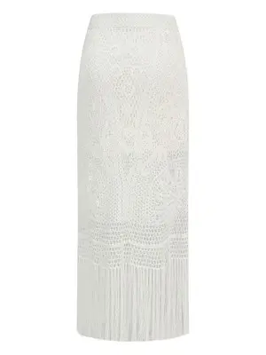 Shanghai Tang Open-knit Straight Skirt