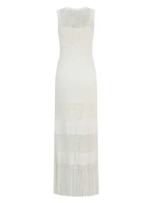 Shanghai Tang Crochet Fringed Maxi Dress