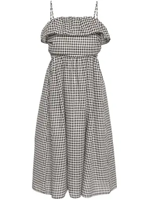 B+AB Checkered Cotton Midi Dress