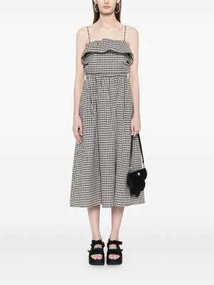 B+AB Checkered Cotton Midi Dress