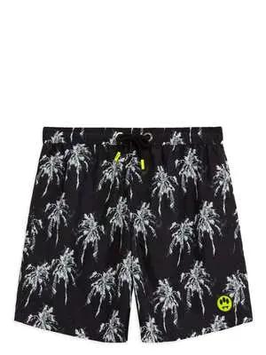BARROW Palm-tree Print Swim Shorts - Black