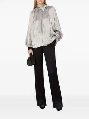 Alberta Ferretti Pleated Satin Shirt - Grey