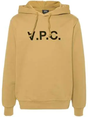 A.p.c. Logo-flocked Cotton Hoodie - Green