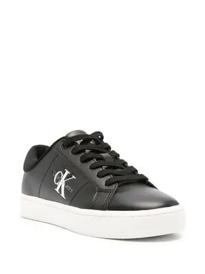 Calvin Klein Debossed-logo Leather Sneakers - Black