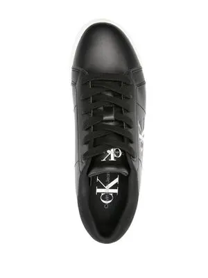 Calvin Klein Debossed-logo Leather Sneakers - Black