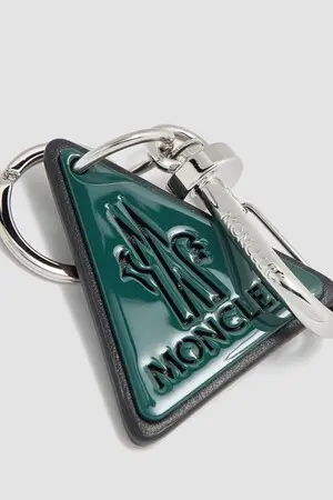 Moncler Logo Leather Key Ring - Green | Editorialist