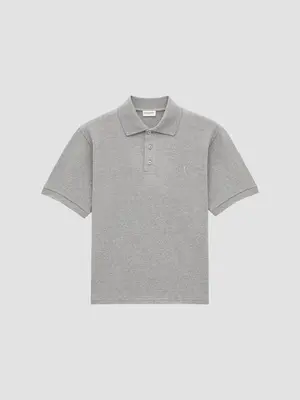 Saint Laurent Cassandre Polo Shirt In Pique - Gris Chine