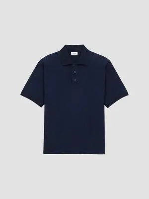 Saint Laurent Cassandre Polo Shirt In Pique - Marine