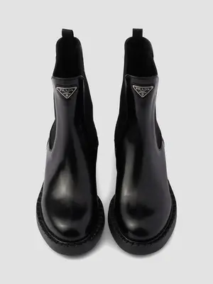 Prada Brushed Calf Leather Chelsea Boots