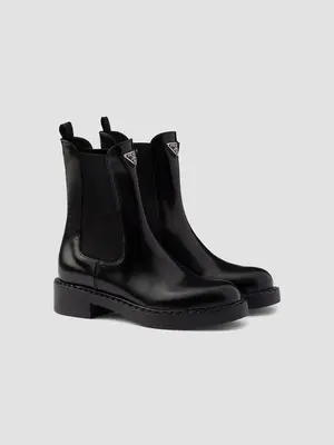 Prada Brushed Calf Leather Chelsea Boots