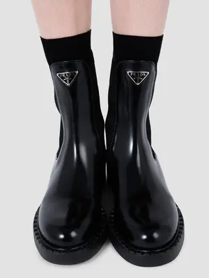 Prada Brushed Calf Leather Chelsea Boots