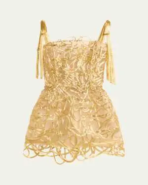 Oscar De La Renta Oscar De La Renta Metallic Cord Mini Dress - Gold