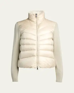 Moncler Lightweight Wool Puffer Cardigan - Light Beige