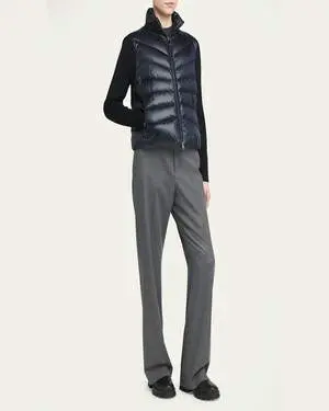 Moncler Lightweight Wool Puffer Cardigan - Navy