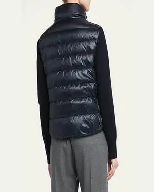 Moncler Lightweight Wool Puffer Cardigan - Navy