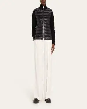 Moncler Lightweight Wool Puffer Cardigan - Navy