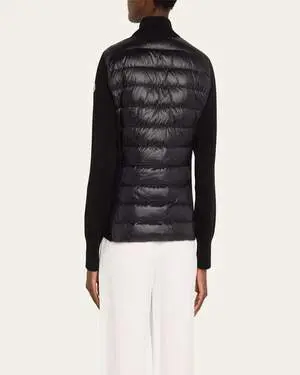 Moncler Lightweight Wool Puffer Cardigan - Navy