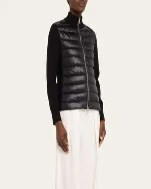 Moncler Lightweight Wool Puffer Cardigan - Navy