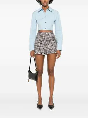 SELF-PORTRAIT Tweed Fringed Shorts