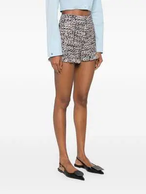 SELF-PORTRAIT Tweed Fringed Shorts