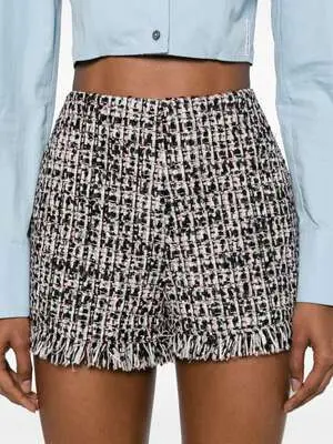 SELF-PORTRAIT Tweed Fringed Shorts