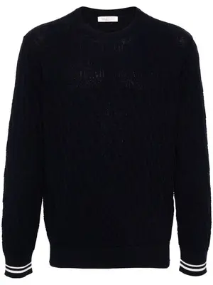 Valentino Garavani Optical-jacquard Cotton Jumper - Blue