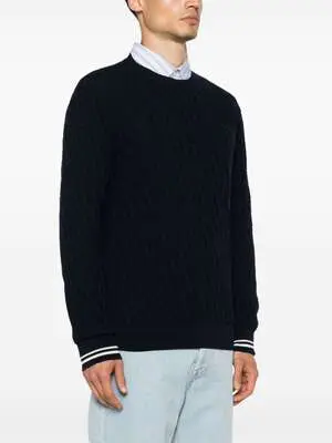 Valentino Garavani Optical-jacquard Cotton Jumper - Blue