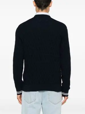 Valentino Garavani Optical-jacquard Cotton Jumper - Blue