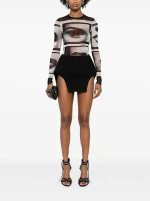 MUGLER Padded Denim Mini Skirt