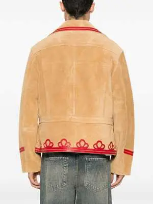 BODE Trefoil Contrasting-trim Suede Blazer - Neutrals