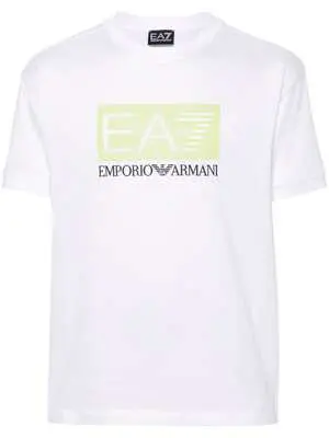 EA7 Studded Logo-detail Cotton T-shirt - White