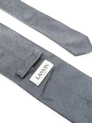 LANVIN Herringbone-pattern Silk Tie - Grey