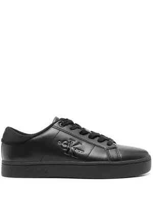 Calvin Klein Debossed-logo Leather Sneakers - Black