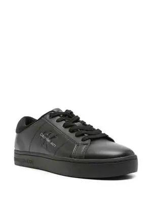 Calvin Klein Debossed-logo Leather Sneakers - Black