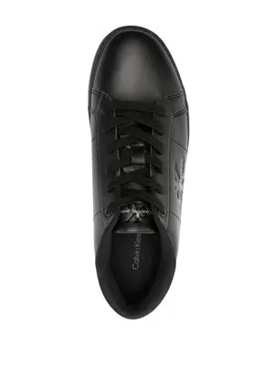 Calvin Klein Debossed-logo Leather Sneakers - Black