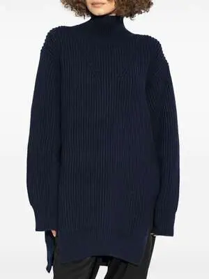 JIL SANDER Chunky-ribbed Wool Jumper - Blue