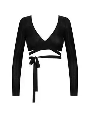 MAISON CLOSE La Femme Amazone Ribbed Wrap Blouse - Black