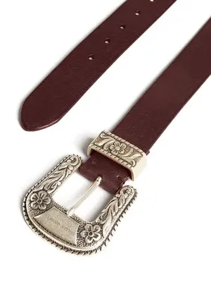 GOLDEN GOOSE Decorated-buckle Leather Belt - Red