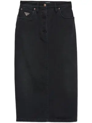 Prada Slit Denim Midi Skirt