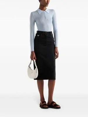 Prada Slit Denim Midi Skirt